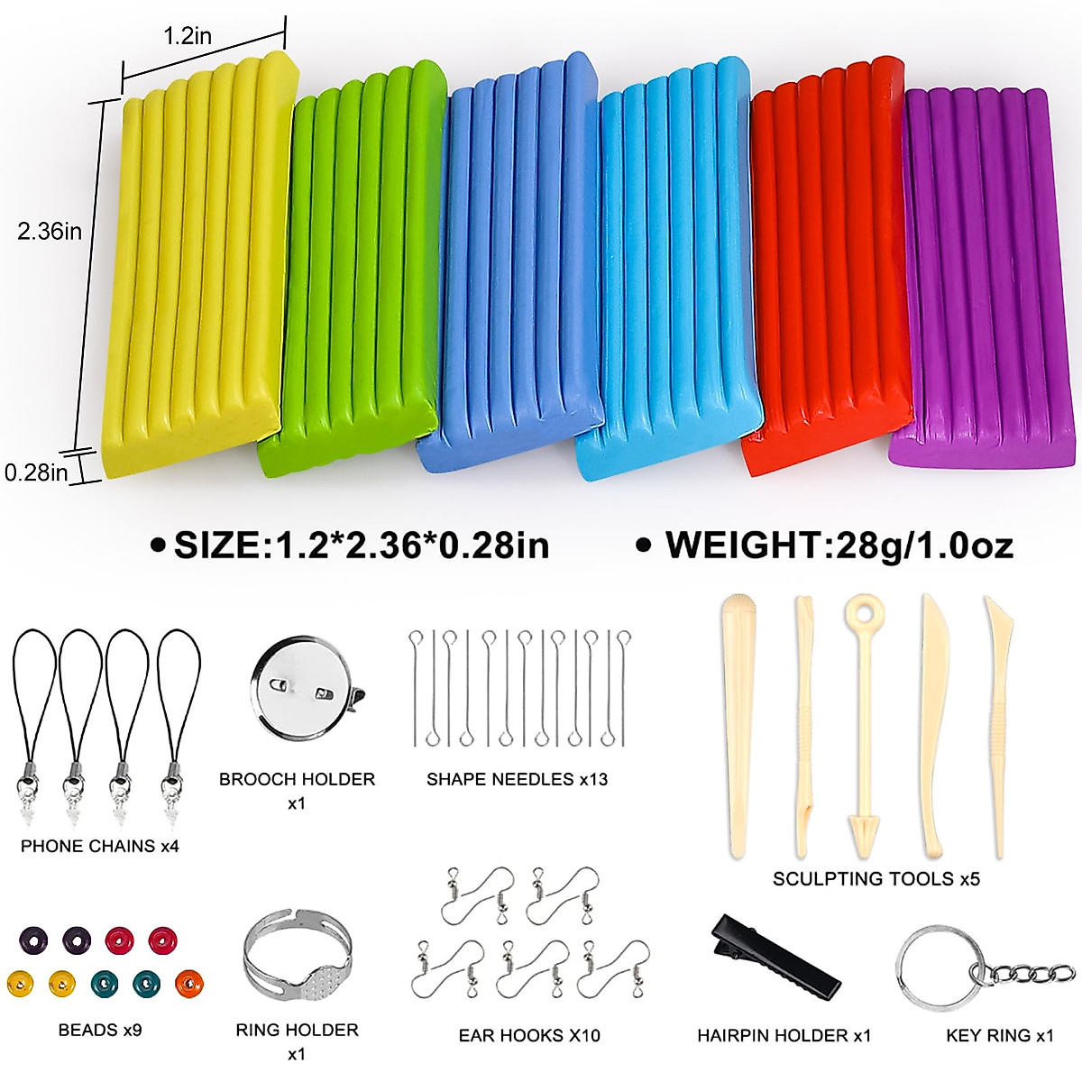 CiaraQ Polymer Clay Starter Kit-36 Colors, Modeling Clay for Kids&Beginners, Oven Baked Model Clay, Safe & Non-Toxic, Non-Sticky, with Sculpting Tools, Ideal Gift for Children&Artists