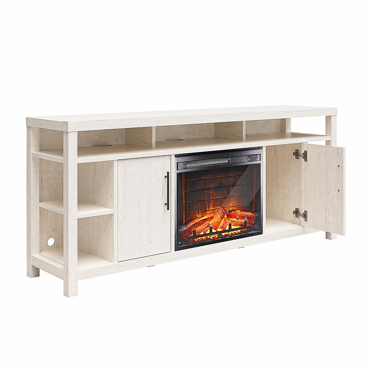 Ameriwood Home Garrick Electric Fireplace Console for TVs up to 75", Ivory Oak