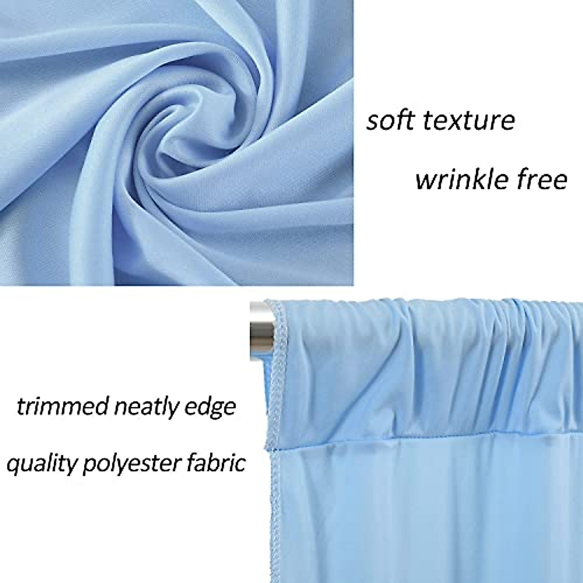AK TRADING CO. 10 feet x 10 feet Polyester Backdrop Drapes Curtains Panels with Rod Pockets - Wedding Ceremony Party Home Window Decorations - Light Blue (DRAPE-5X10-LTBLUE)