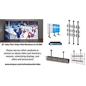 2x2 Rolling Video Wall Mount Cart Display with Micro Adjustment Arms Vesa Universal TV Television