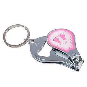 Baby Shower Pink Girl Keychain Favors (12 PCS) Nail Clipper and Bottle Opener Party Gift for Guest