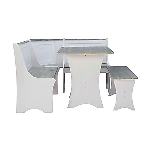 Riverbay Furniture Coastal Wood Corner Dining Nook in Gray