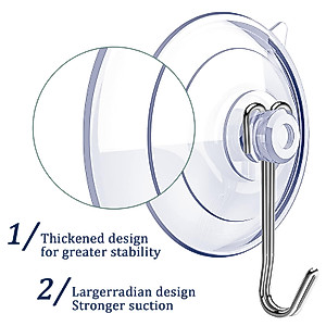 DSMY Suction Cup Hooks 15 Pack, 1.77 Inches Clear Suction Cup Hooks for Glass Window Decor Shower Bathroom, Small Reusable PVC Suction Cups with Removable Stainless Hooks