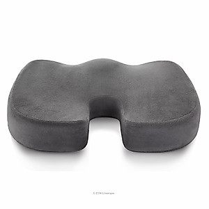 Linenspa Orthopedic Gel Foam Seat Cushion - Tailbone/Coccyx Comfort - Support for All-Day Sitting and Back Pain Relief grey 18" x 14"