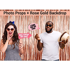 60th Birthday Decorations, Photo Booth Props Favors & Backdrop Foil Fringe Curtain Banner for Happy 60 Sixty Year Old Bday Party Women Her Wife Best Friend BFF Mom Sister Aunt Bash | Pink Rose Gold