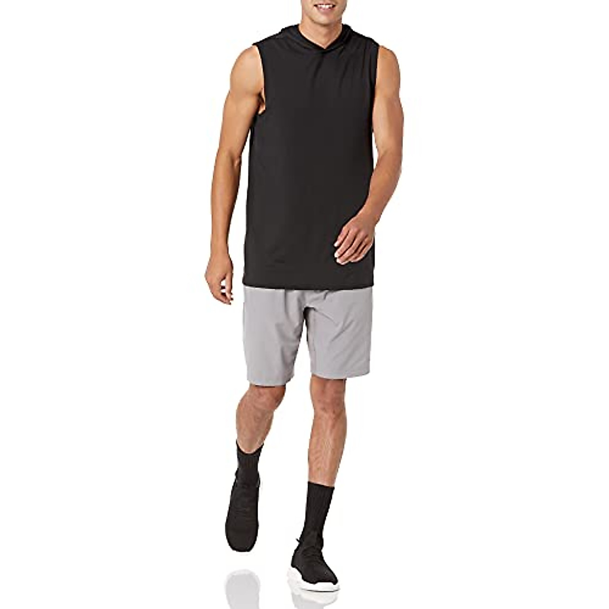 Amazon Essentials Men's Tech Stretch Sleeveless Hoodie, Black, Small