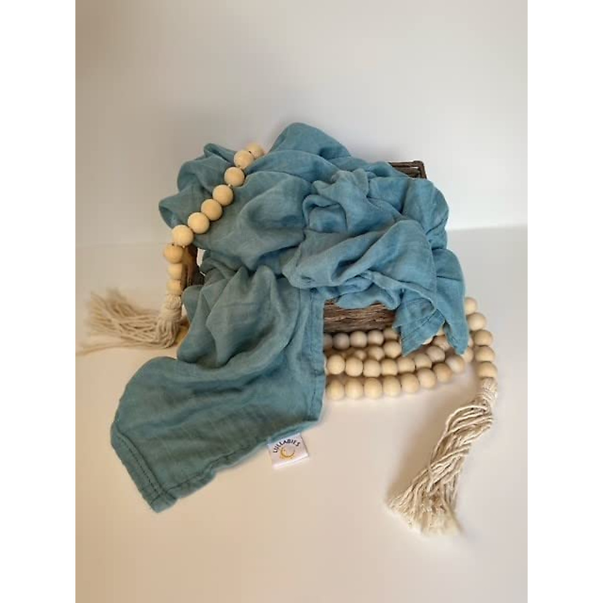 LULLABIES Organic Muslin Swaddle Blankets, Soft Solid Earth Tones 3 Pack Baby Swaddle Blankets Muslin Receiving Blanket Wrap, Large 47 x 47 inches, Solid Color Baby Swaddling (Ocean Waves)