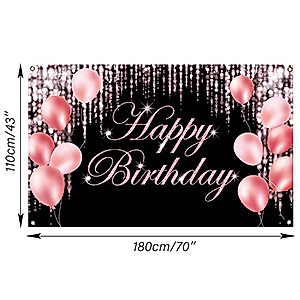 Pink Happy Birthday Decoration Pink Birthday Banner Backdrop Large Happy Birthday Yard Sign Background It's My Birthday Backdrop Baby Shower Party Indoor Outdoor Decorations Supplies for Women Girls