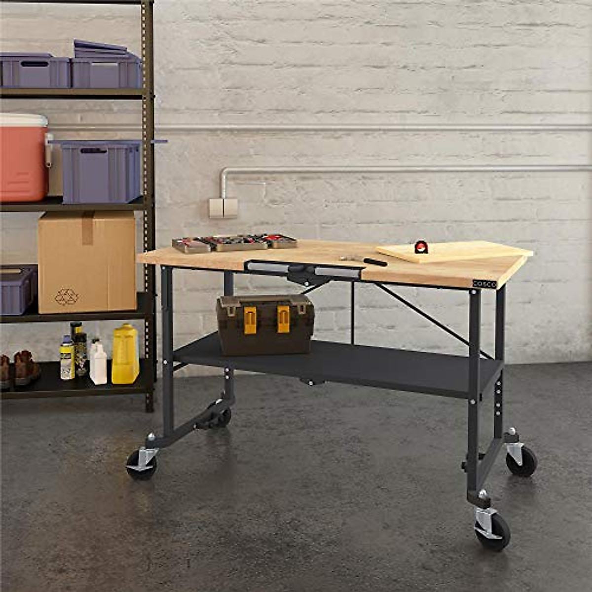 COSCO SmartFold Portable Workbench/Folding Utility Table (Gray Steel Frame)