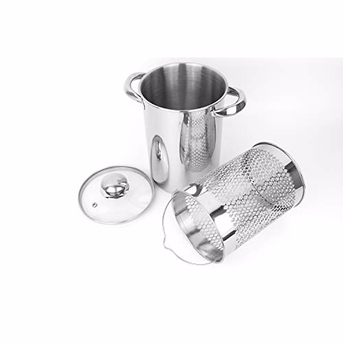 Asparagus Pot Stainless Steel Steamer Cooker with Basket and Lid Pasta 16cm 4L