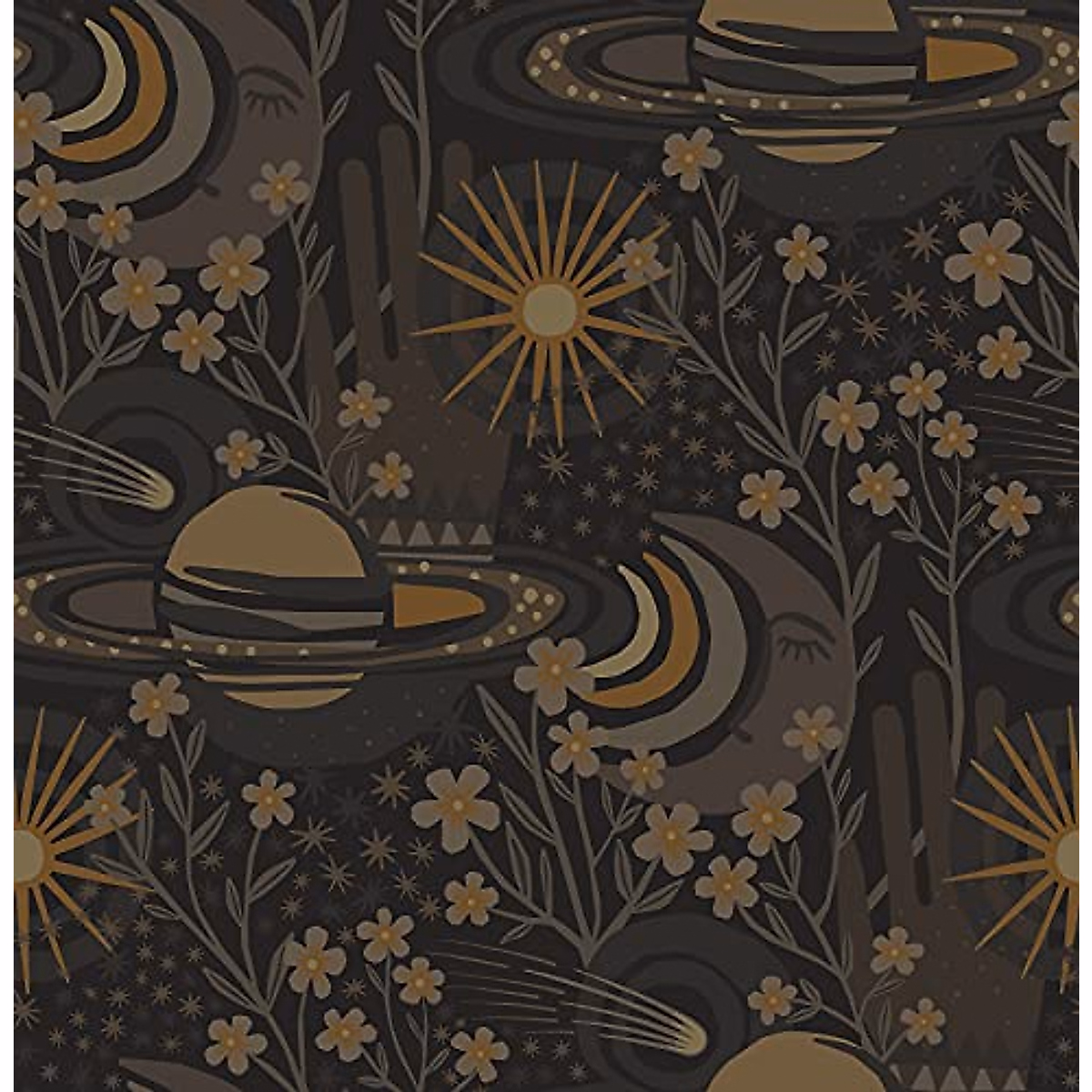 Pip & Lo PLS4210 Black Ethereal Cosmos Peel Stick Wallpaper, Brown