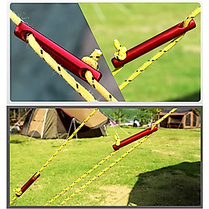 lasenersm 8 Pieces Cord Adjuster Rope Adjuster Tent Tensioners Guyline Cord Adjuster Aluminum Alloy Wind Rope Buckle 2 Hole Rope Guyline Adjuster for Tent Camping Hiking(Red, Medium)