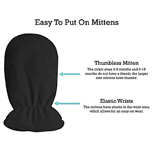 N'Ice Caps Toddler Baby Winter Hat Mitten Set - Kids Boys Girls Gloves Fleece Sherpa Lined (Black Infant, 12-18 Months)