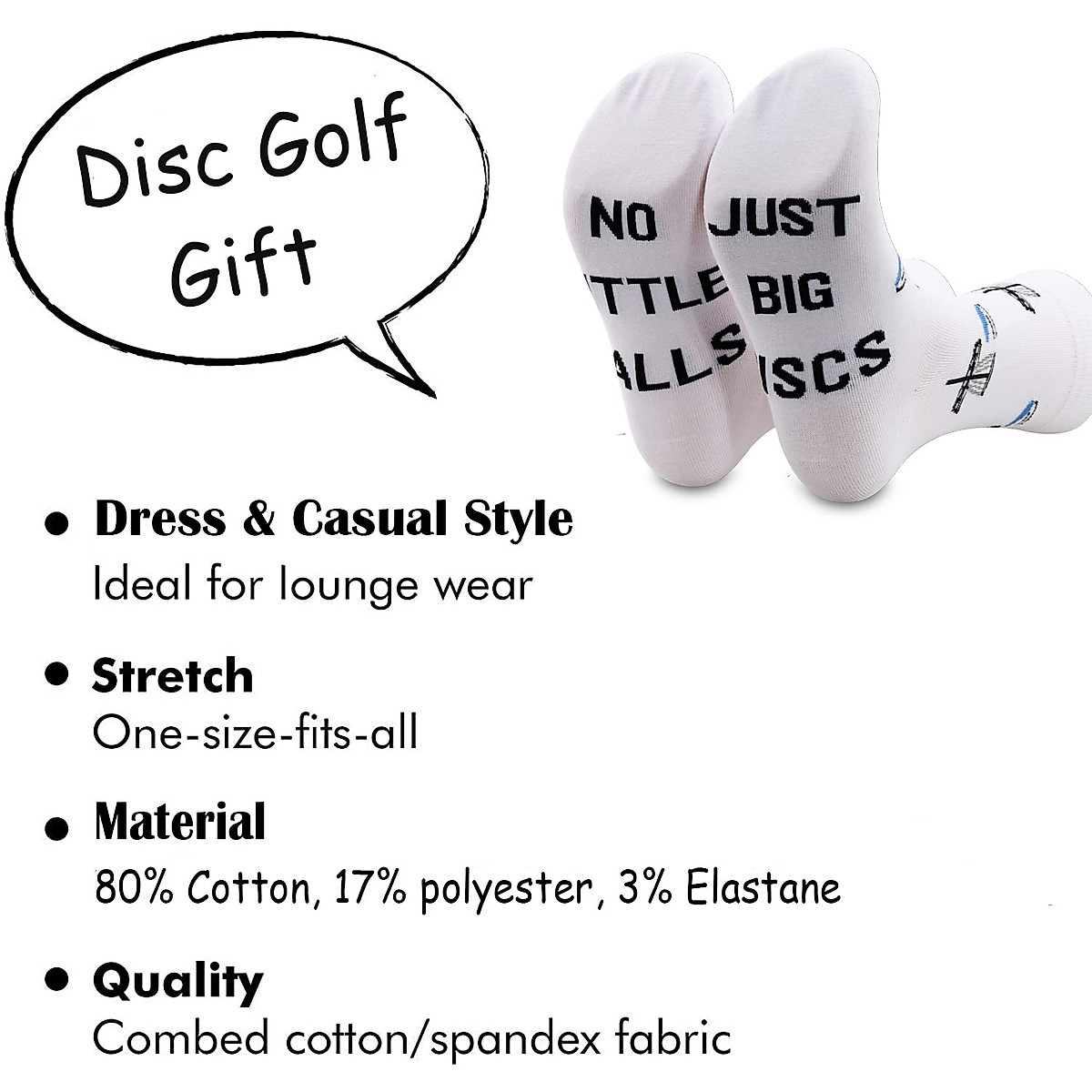 TSOTMO Disc Golf Socks Golfing Gift Disc Golf Sport Socks Gift For Disc Golf Lover Novelty Sport Socks For Men (BIG DISC)