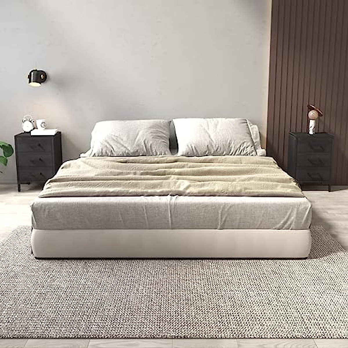 vidaXL Set of 2 Bedside Cabinets in Black - Solid Wood Pine, Metal Hardware, Retro Style, 15.7"x11.8"x21.7" - Ideal Bedroom Furniture