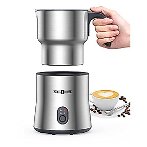 Paris Rhône Milk Frother and Steamer, 𝟓𝟎𝟎𝐌𝐋/𝟏𝟔.𝟗𝐎𝐙 𝐃𝐞𝐭𝐚𝐜𝐡𝐚𝐛𝐥𝐞 Hot Chocolate Maker, Electric Milk Warmer, Hot Cocoa Maker, Stainless Steel Hot/Cold Foam Maker, Dishwasher Safe