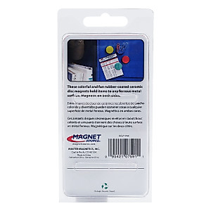 Colorful Ceramic Disc Magnets, Rubber Coated, Red, Blue, Green, Yellow (1 of each color)