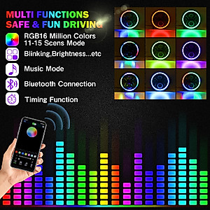 YEEGO DIRECT 7 Inch LED Headlight RGB Halo For Jeep Wrangler Headlights & 4 Inch RGB Fog Lights, DOT Approved, Bluetooth APP Control Custom Colors, Compatible with Wrangler 1997-2018 JKU JK TJ LJ