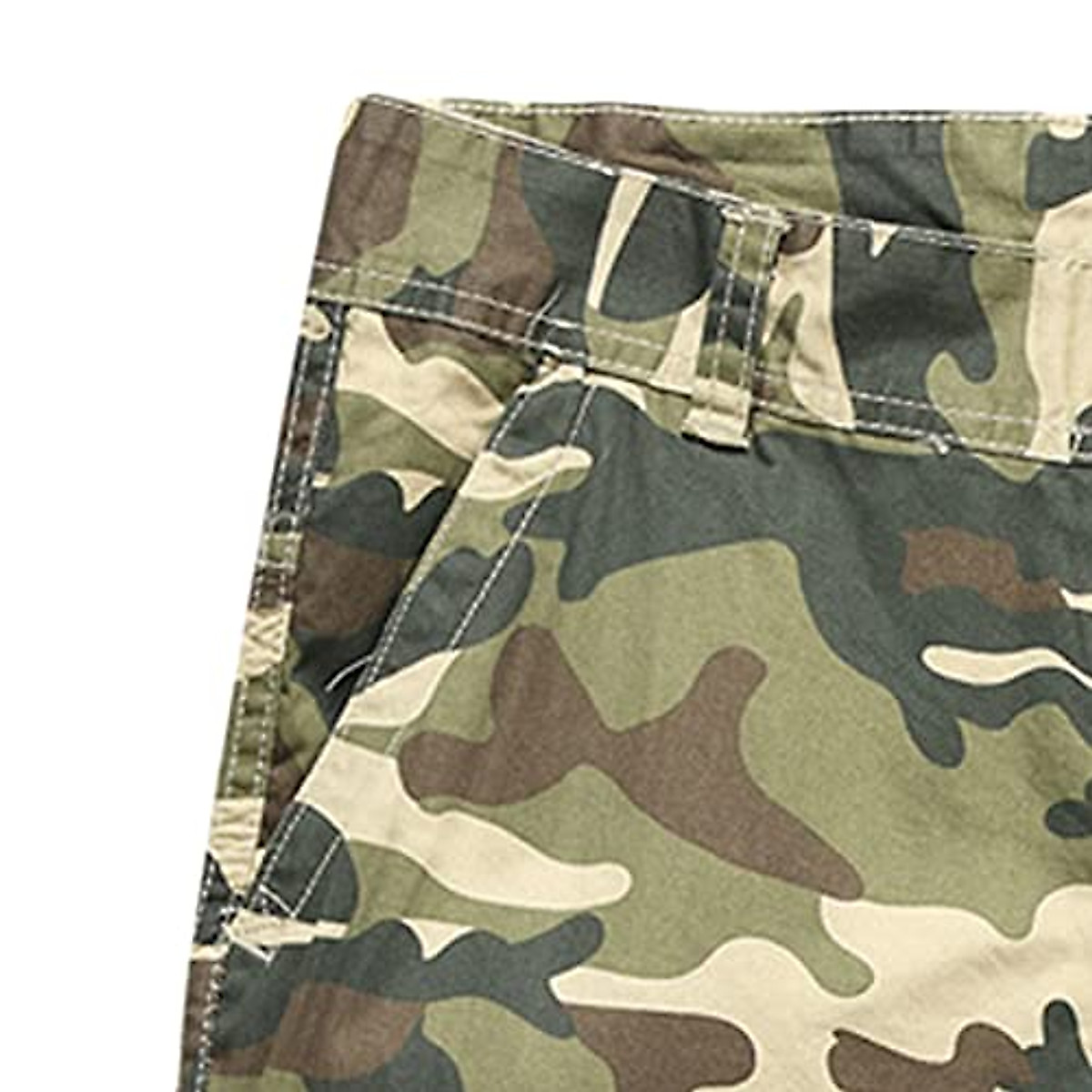 Men Camo Cotton Cargo Shorts Camouflage Outdoor Multi Pockets Short Relaxed Fit Lightweight Military Short Pants (Khaki,32)