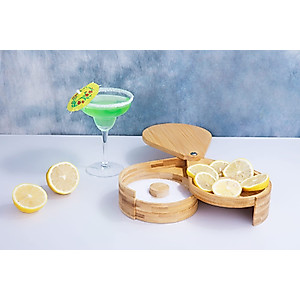 Margarita Salt Rimmer, Baraiser Bamboo Glass Rimmer, 3-Tier Bar Salt and Sugar Rimmer for Cocktails