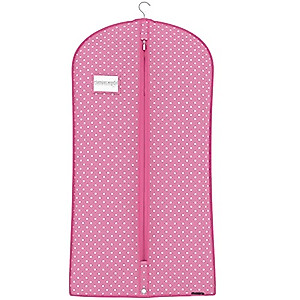 HANGERWORLD Pink Polka Dot Suit and Dress Garment Bags for Storage - 45inch x 22inch - Breathable Clothes Covers Protecting Dusts Closet Storage