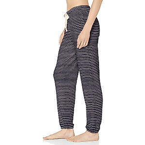 Amazon Essentials Women's Pajama Jogger - Lightweight Lounge Terry, Plus Size, Navy Stripe, Medium