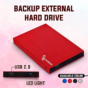 SUHSAI Aluminum Case External Hard Drive 1TB USB 2.0 Slim & Compact Data/Photos Backup & Storage Memory Expansion Portable Hardisk Hardrive 2.5" HDD for Mac Pc Laptop Computer Desktop (Red)
