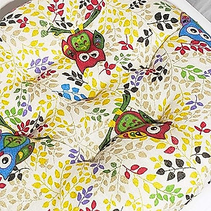 JAIJY French Chair Round Chair Seat Thick Dining Chair Cushion Soft Boho Comfortable Indoor Patio Furniture Seat Cushion Geometric Pattern Office Chair Mat (Owl,20")