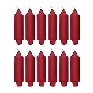 Pacific Co. 12 Pack Coach Candles Unscented 5'' x 1½'' with 7/8'' Base to Fit Traditional Candle Holders Including The Booklet ''Candle Factoids Trivia & Safety Guidelines'' Made in USA (Red)