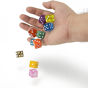 100-Pack of Bulk Six Sided Dice - Standard 16mm Size - Great for Board Games, Casino Games & Tabletop RPGs - Rainbow