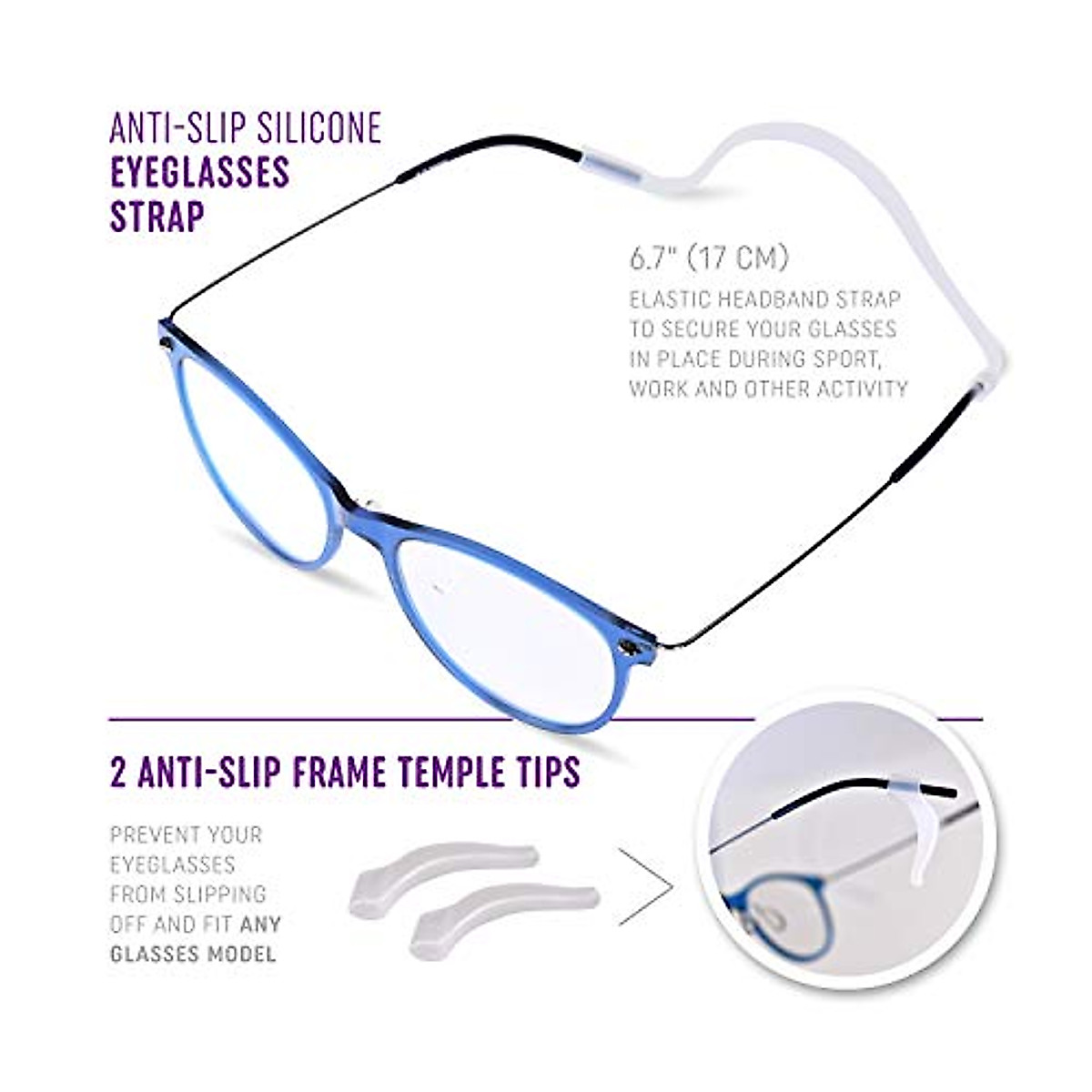 Eyeglass and Sunglass Repair Kit by SQV - Most Complete Glasses Family Kit - 5 Types of Mini Screws, Tweezers, Screwdriver, 7 Styles of Nose Pads, Lens Cleaner, Anti-Slip Strap & Temple Tips (Basic)