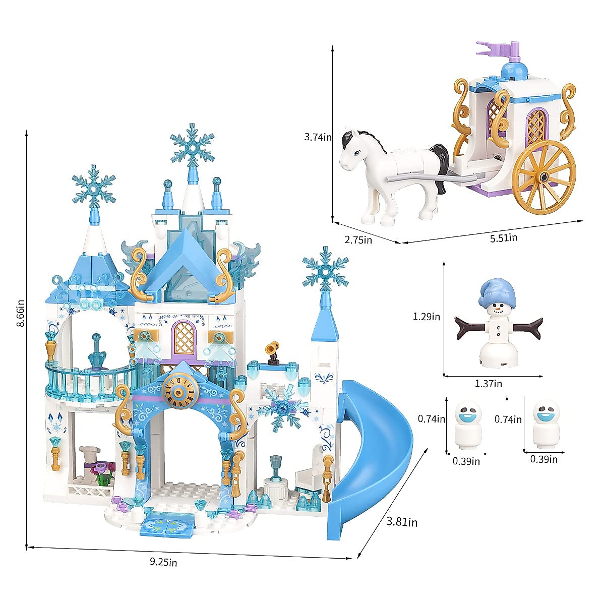 JIMUJIA Girls Building Blocks Toys Princess Castle 377 Pieces Ice and Snow Blue Dream House Construction Toys for Girls Building Bricks Toys for Brithday for Kids 6 Years and Up