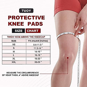 TUOY Compression Knee Pads Padded Knee Protection Pad - Youth & Adult Sizes (1 Pair)