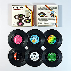 Record Coasters for Drinks with Gift Box 6 Pieces Vinyl Disk Coasters Non-Slip 4.1 Inch Size for Friend Parents to Restaurant/Bar/Party1