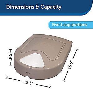 PetSafe 5 Meal Dog Food Dispenser - Storage for Up to 5 Cups of Kibble or Treats of Any Size - Tray Automatically Rotates According to User Programming to Deliver Pre-Planned Meals at Precise Times