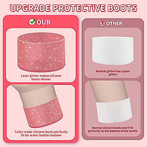 WUQID Protective Bling Silicone Boot Sleeve, Compatible with Stanley Tumbler 20-40oz & Hydro Flask Bottle 12oz-24oz, Glitter Reduces Dents Sleeve Cover for More Bottles/Tumblers Bottom of 2.83-2.95in