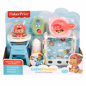 Fisher-Price Little People Snack & Snooze 7-Piece Play Set, Early Role-Play Toy for Toddlers and Preschool Kids Up to Age 5