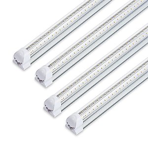 SUCUAYEO (4 Pack) 2FT LED Shop Light, 20W 2500lm 6000K Clear Cover, V-Shape, Linkable T8 LED Light Fixture and Under Cabinet Lights, Corded Electric with Built-in ON/Off Switch