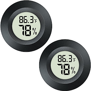 2 Pack Hygrometer Thermometer Mini Digital LCD Monitor Indoor/Outdoor Humidity Meter Gauge Temperature for Humidifiers Dehumidifiers Greenhouse Reptile Humidor Fahrenheit/Celsius(℉/℃) by QPEUIM