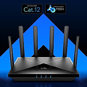Cudy 4G LTE Cat 12 WiFi Router, LTE Modem Router, Qualcomm Chipset, Dual SIM 4G Cellular Router, AC1200 Dual Band WiFi, 4 Gigabit Ports, OpenVPN, WireGuard, Band Lock, TTL, at Command