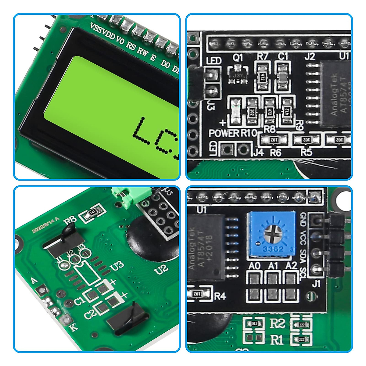 DWEII 5-Pack I2C 1602 LCD Display Module 16X2 Character Serial Green Screen Backlight LCD Module Compatible with Raspberry Pi Arduino STM32 R3 MEGA2560