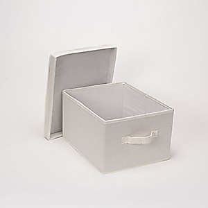 Household Essentials 113 Storage Box with Lid and Handle - Natural Beige Canvas - Large