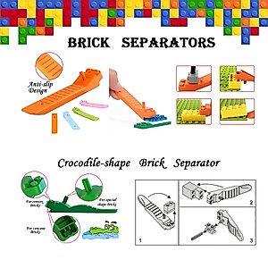 SIOYTOER Building Blocks Tool Kit Brick Separator Tools Compatible with Lego &Technic Mini Blocks Tool Set Multi-Functional Hammer Pliers Tweezers Finger Protectors with Tin Box (Blue)