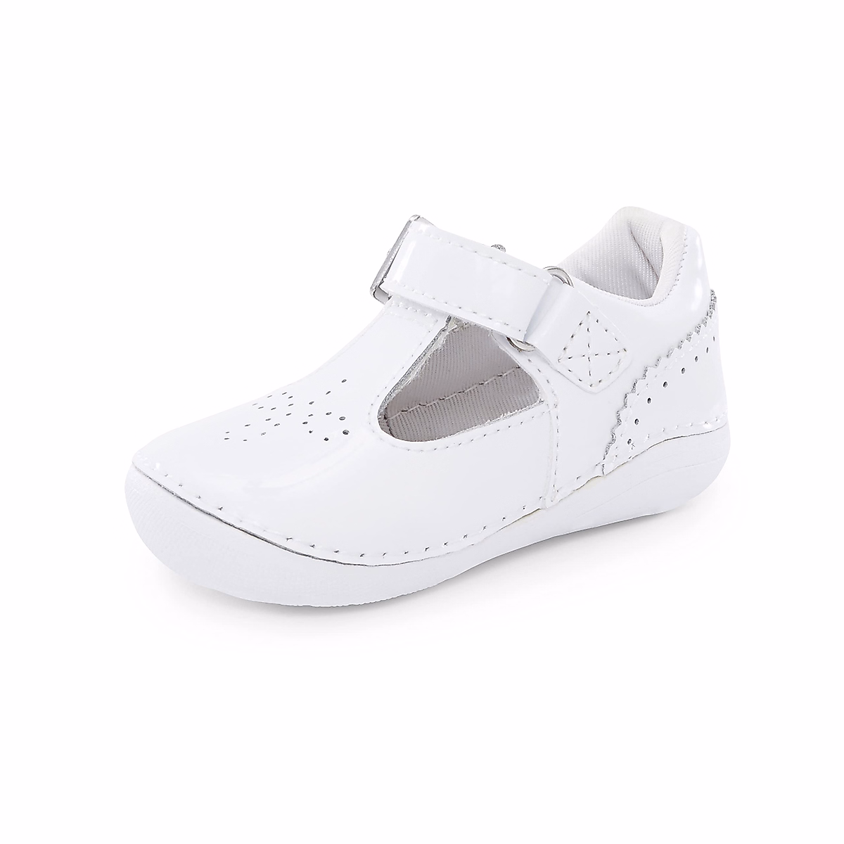 Stride Rite Baby Girls SM Lucianne Mary Jane Flat, White Patent, 3 Infant