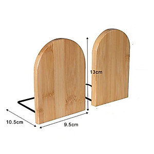 2 Pcs Natural Bamboo Bookend Large Capacity Office Book Ends Anti Slip Book Stand Holder Bookshelf Ends for Home Office Library School Study Decoration