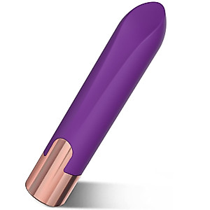 Acvioo Bullet Vibrator with Lipstick Shape for Clitoral Nipple Testis Stimulator, Mini G spot Silicone Massager with 10 Vibration Modes, Waterproof Adult Sex Toy for Women or Couples(Purple)