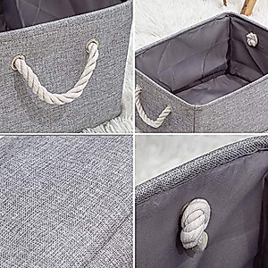 Dingtuo Storage Bins Foldable Organizer Containers with Handles Storage Basket Cube Set of 3 Gray M 14.2x10.2x6.3in