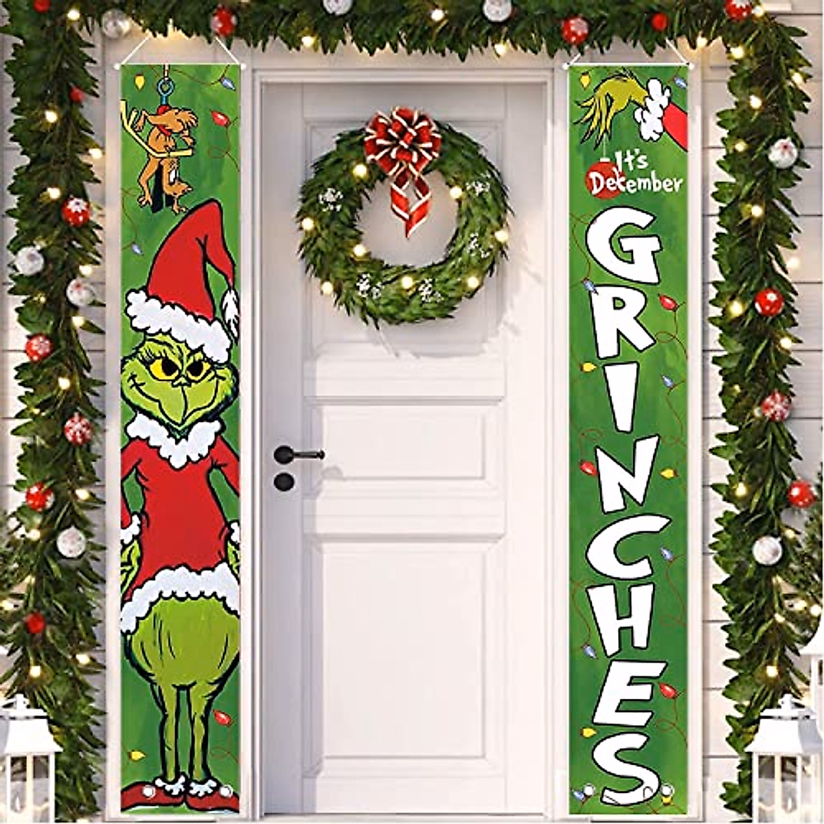 It's December Christmas Porch Sign, Christmas Hanging Banner Flag, Courtyard Indoor And Outdoor Party Holiday Ornament (12 x 72 inches)