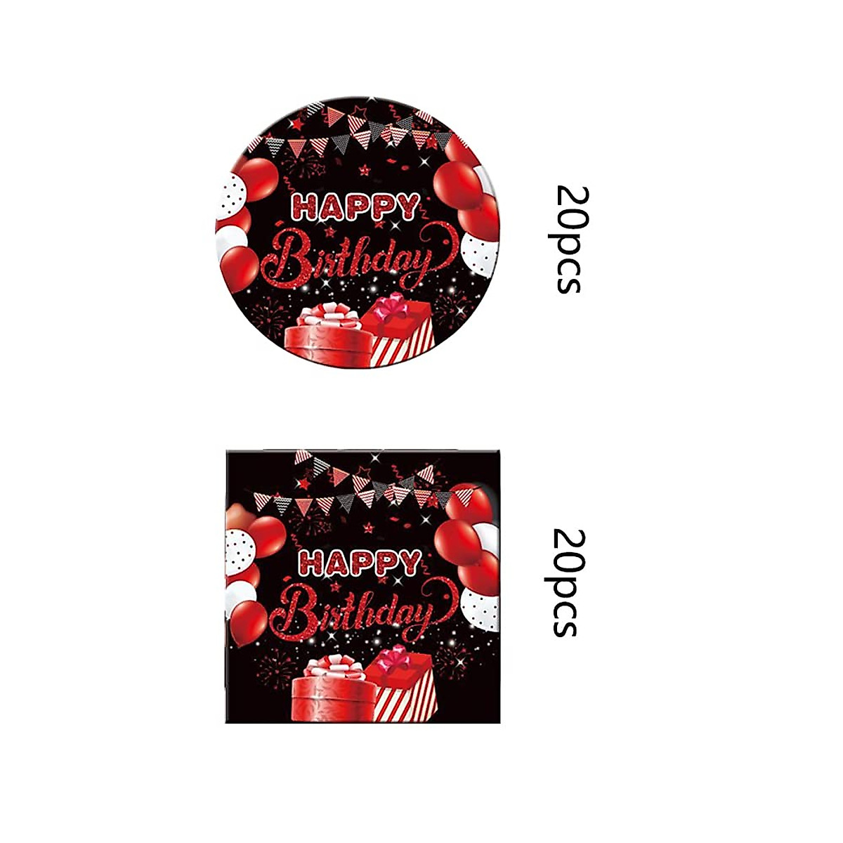 Wendell 40 Piece Red and black Party Supplies,include 20 Plates, 20 Napkin,Used for Child Birthday Party Decoration (Red and black)