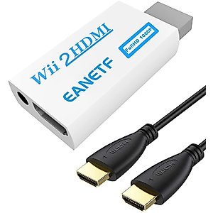 Eanetf Wii to HDMI Converter, Wii to HDMI 1080P with 5ft High Speed HDMI Cable Wii2 HDMI Adapter Output Video&Audio with 3.5mm Jack Audio, Support All Wii Display 720P, NTS